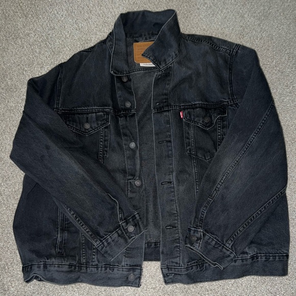 Levi's | Jackets & Coats | Vintage Oversized Levis Black Denim Jacket ...